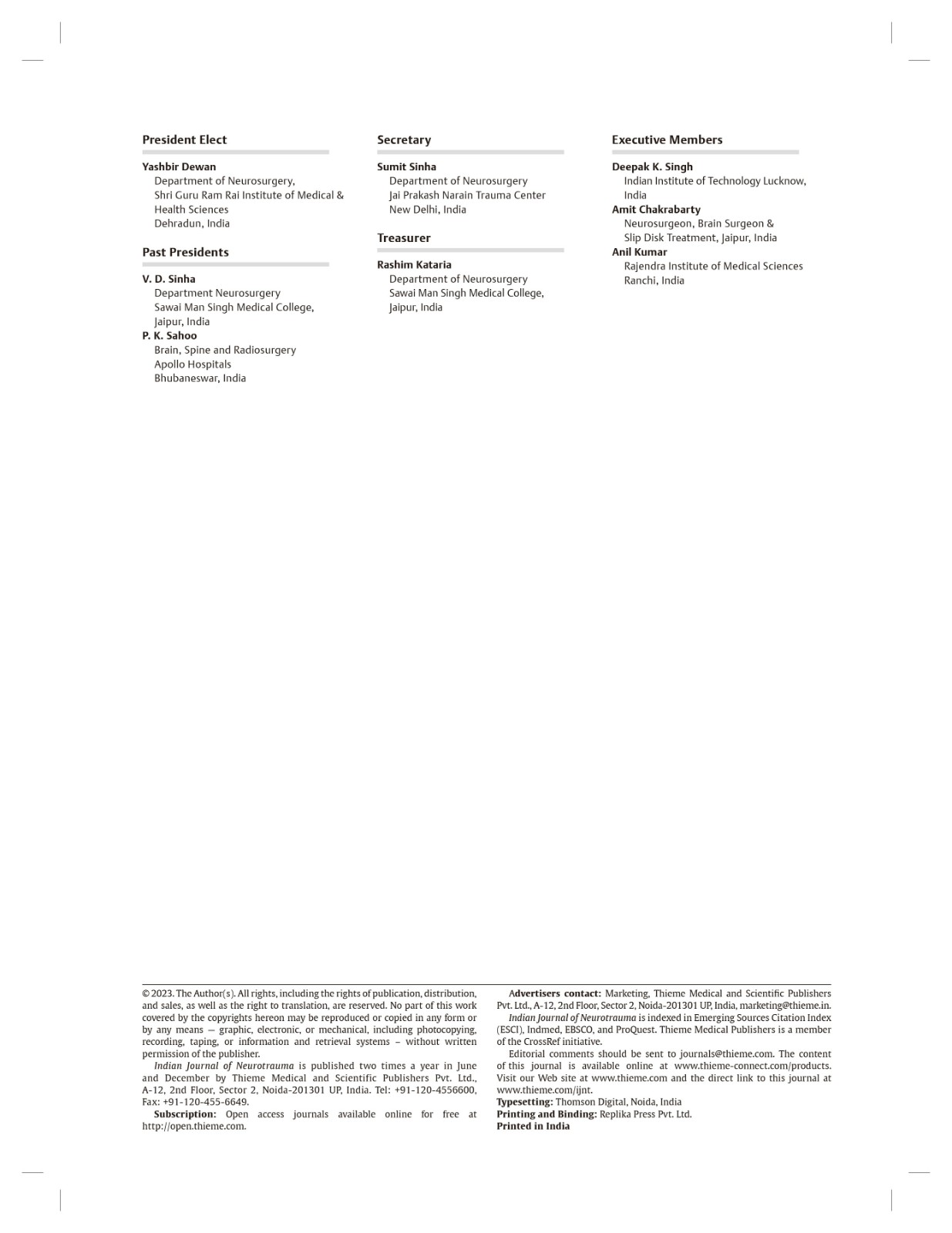 Indian Journal of Neurotrauma - Thieme Publisher China